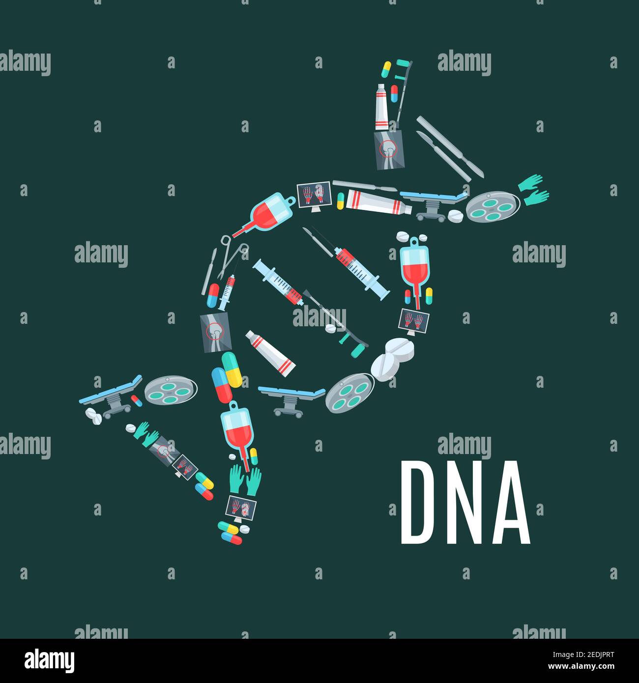 Surgery medicine poster with DNA symbol. Vector healthcare medical ...