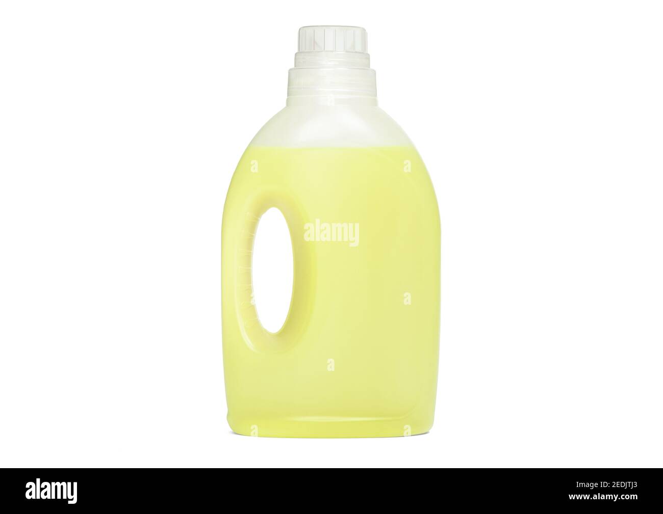 Detergent bottle, yellow liquid washing soap for textile, isolated on ...