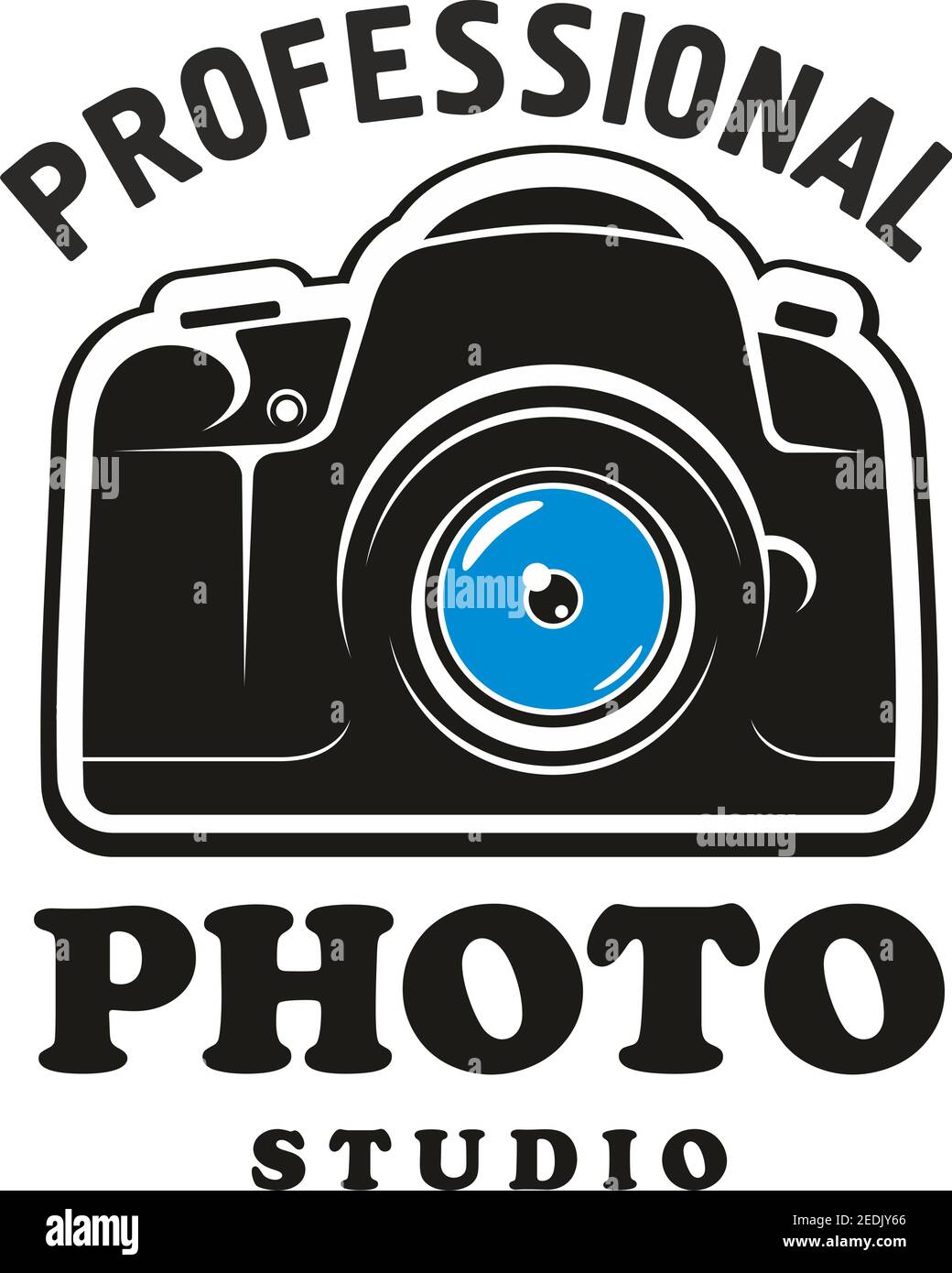 Photography and photo studio symbol. Camera black sign with headers for ...