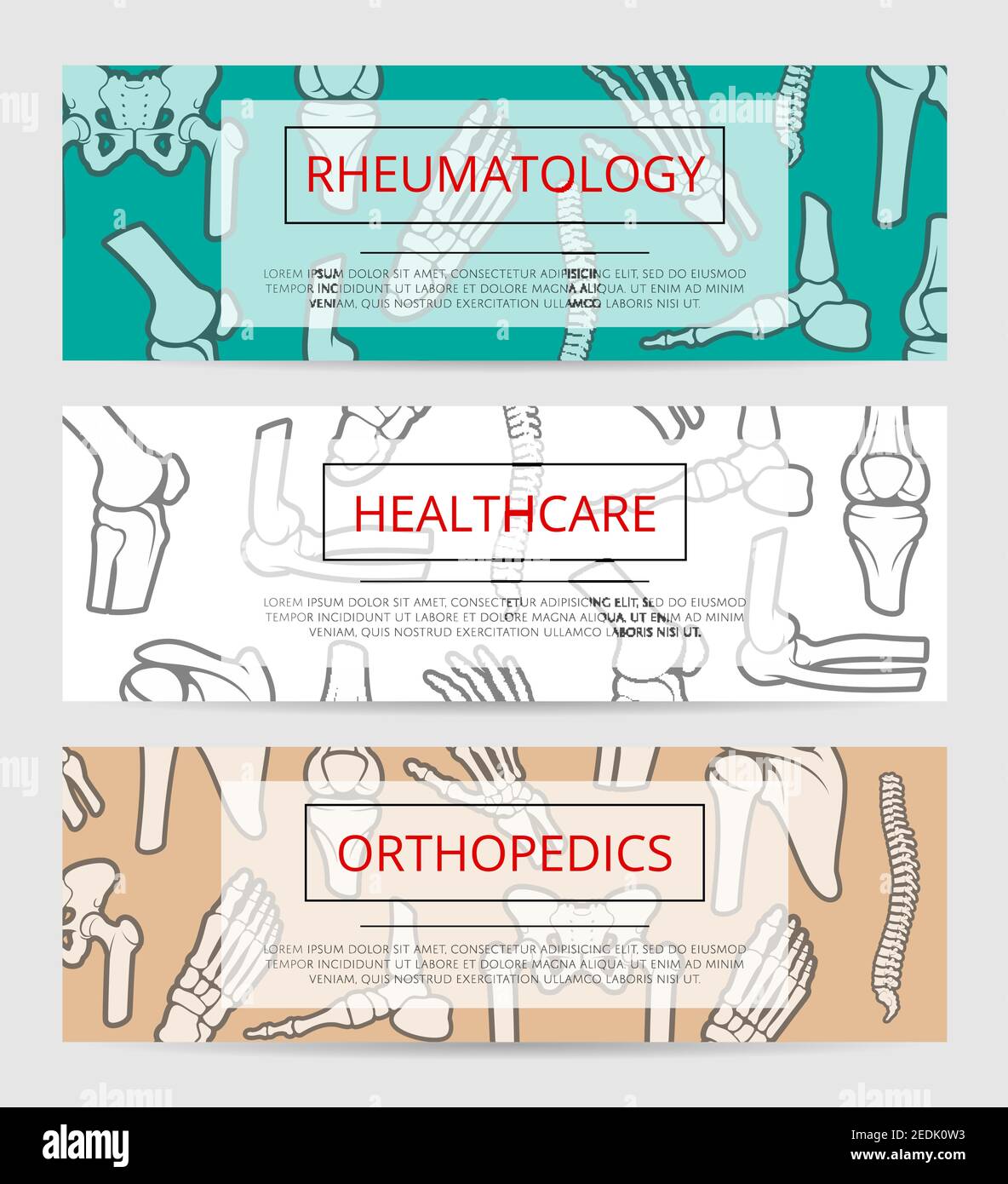 Healthcare, orthopedics and rheumatology banner template with bones and ...