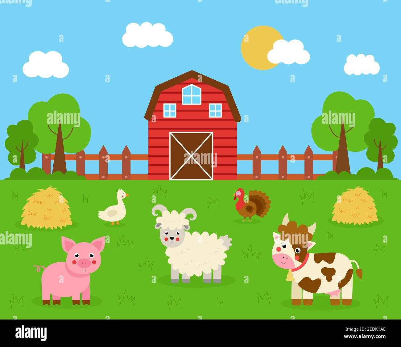 Learning & School Find the Farm Animals tree and haystack behind in ...