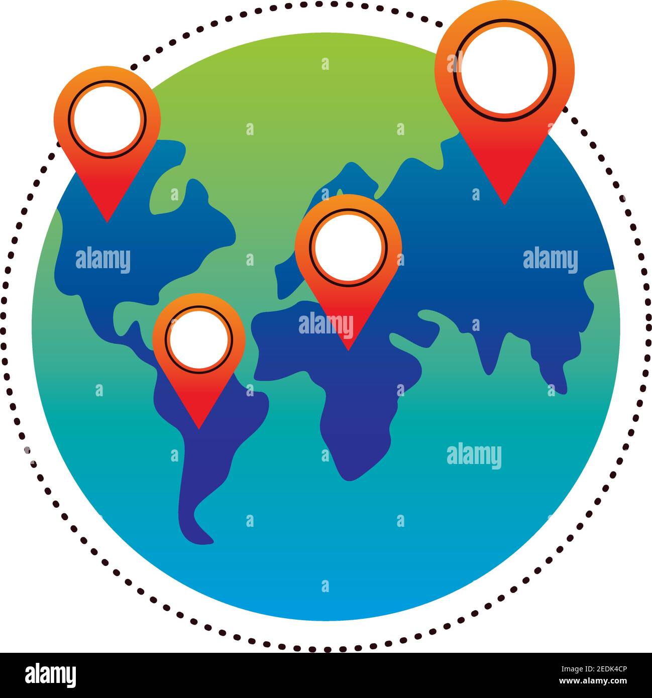 delivery service pins locations in earth map vector illustration design ...