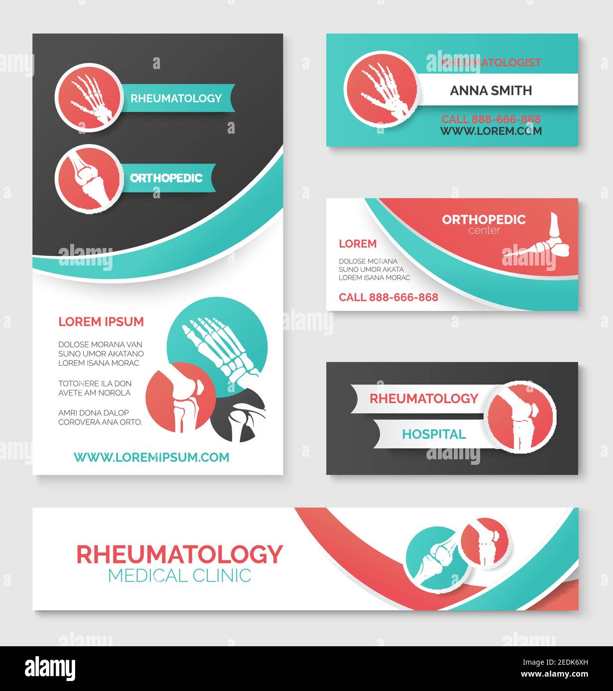 Orthopedic medical clinic banner, rheumatology hospital flyer ...
