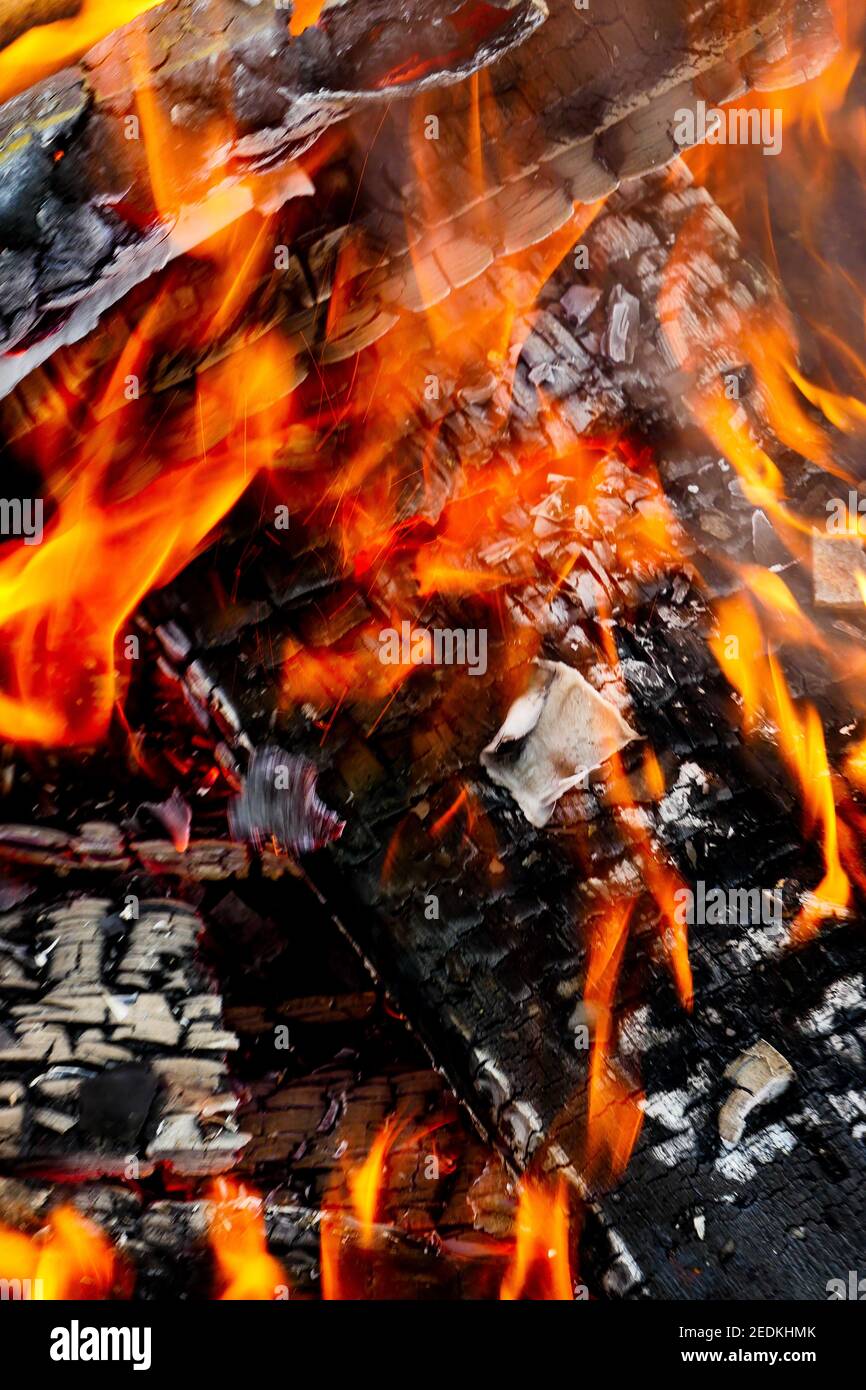 Burning wood, close-up view, France Stock Photo - Alamy