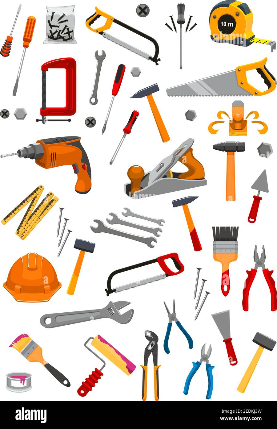 Work tools icons set of vector isolated instruments for repair ...