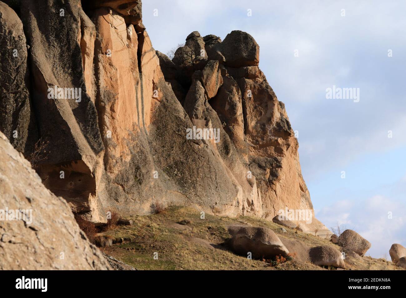 The rocky hill. Eroded rocks. Wind erosion. Nature landscape background ...