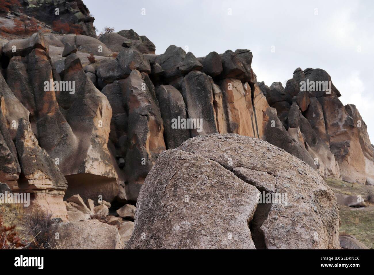 The rocky hill. Eroded rocks. Wind erosion. Nature landscape background ...