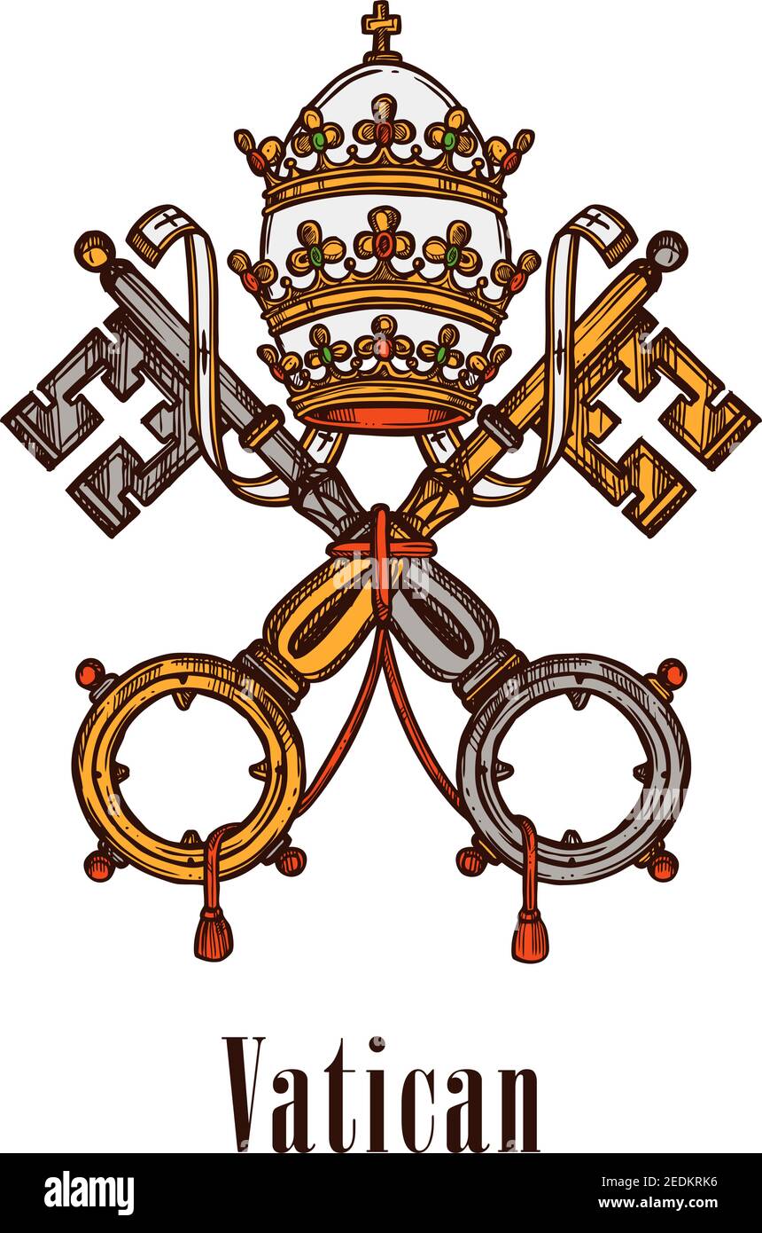 Vatican heraldic keys state official symbol on flag and coat of arms ...
