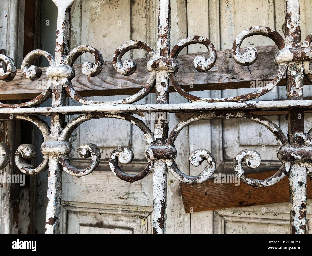 White painted old window fence. Close-up view Stock Photo - Alamy