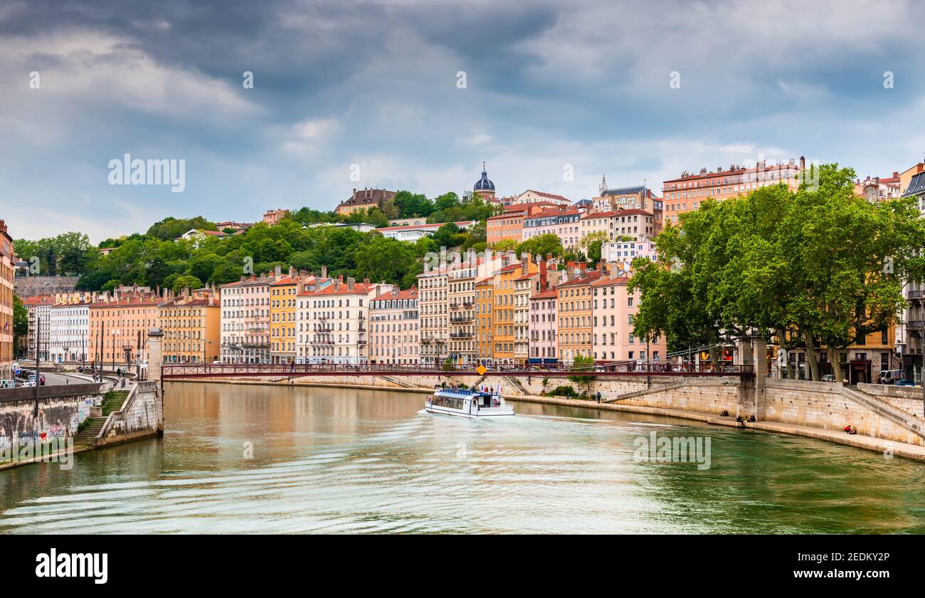Lyon sunset rhone river hi-res stock photography and images - Alamy