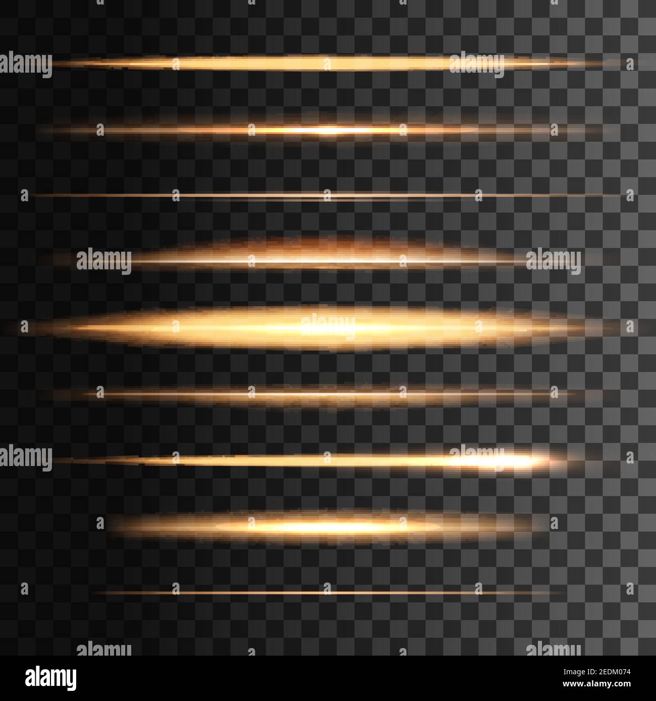 Glowing golden light vector flashes and abstract lights lines or ...