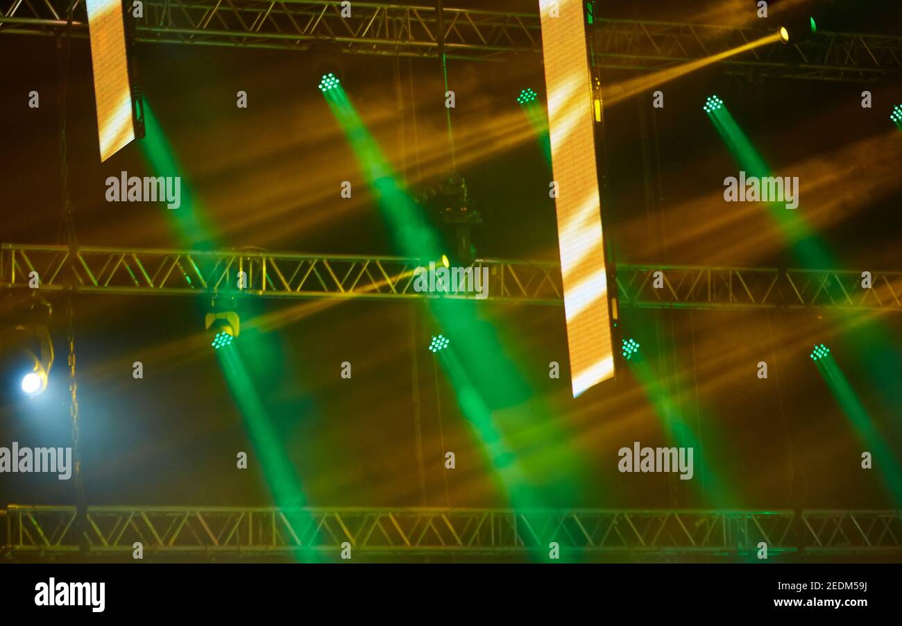 Abstract Colourful green show light in night Stock Photo - Alamy