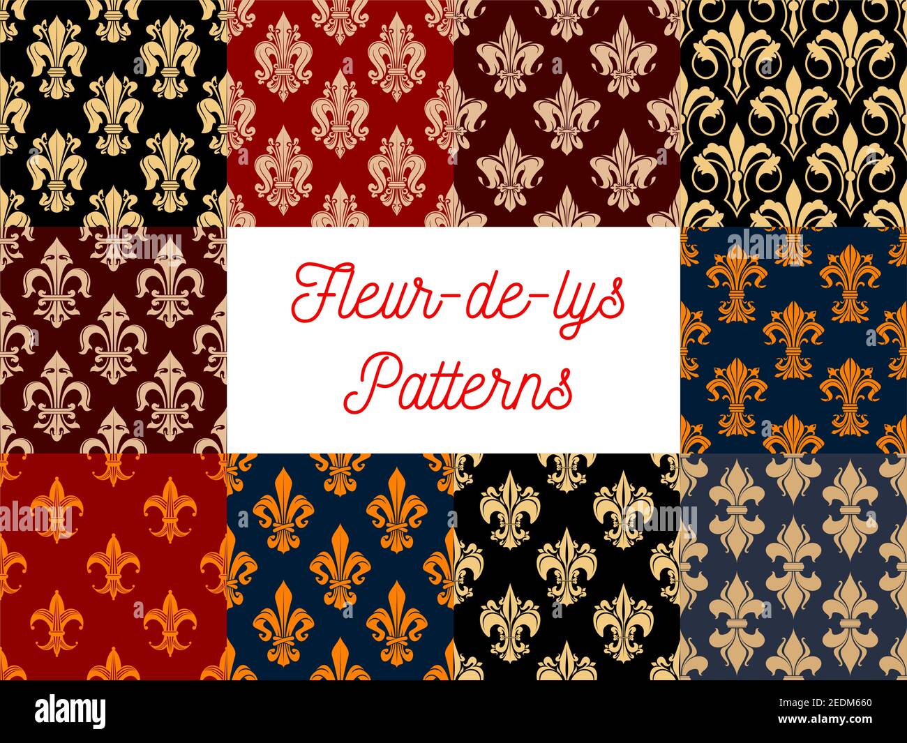Fleur-de-lys royal seamless patterns. Stylized vector decoration ...