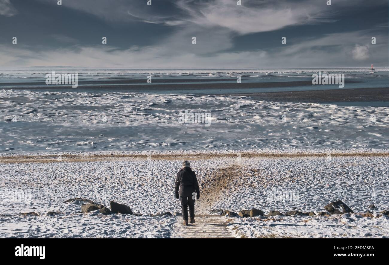 Esbjerg Beach in Esbjerg at a sunny winters day, Denmark Stock Photo ...