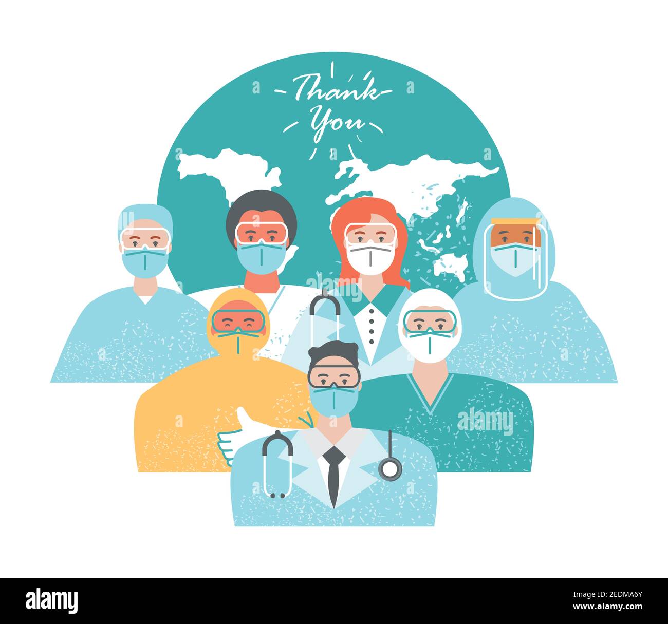 thanks you, world team of medical staff fighting the coronavirus vector ...