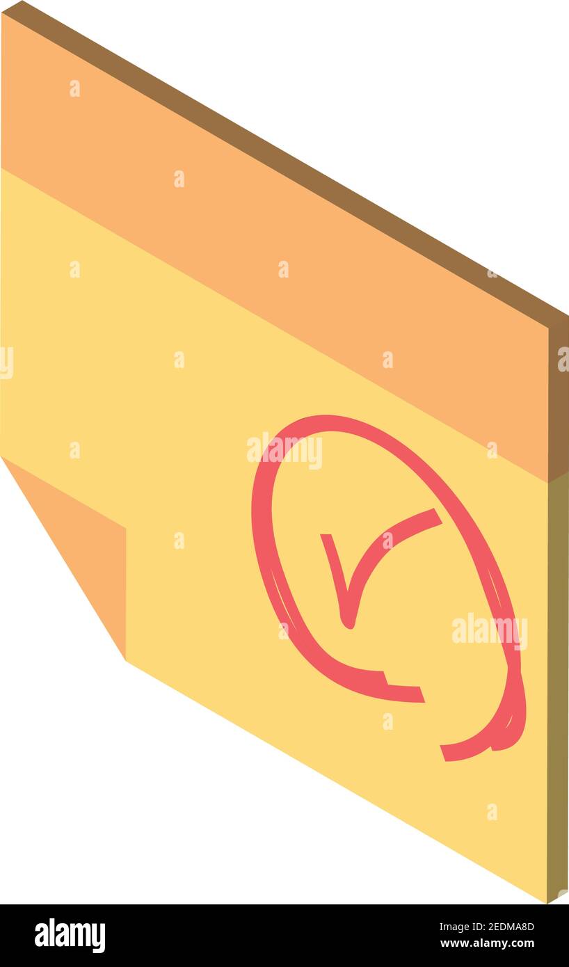 note check mark stationery vector illustration icon isometric style ...