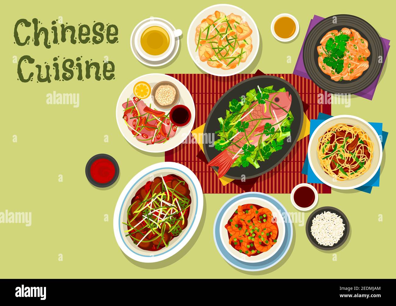 Chinese seafood fried noodle Stock Vector Images - Alamy