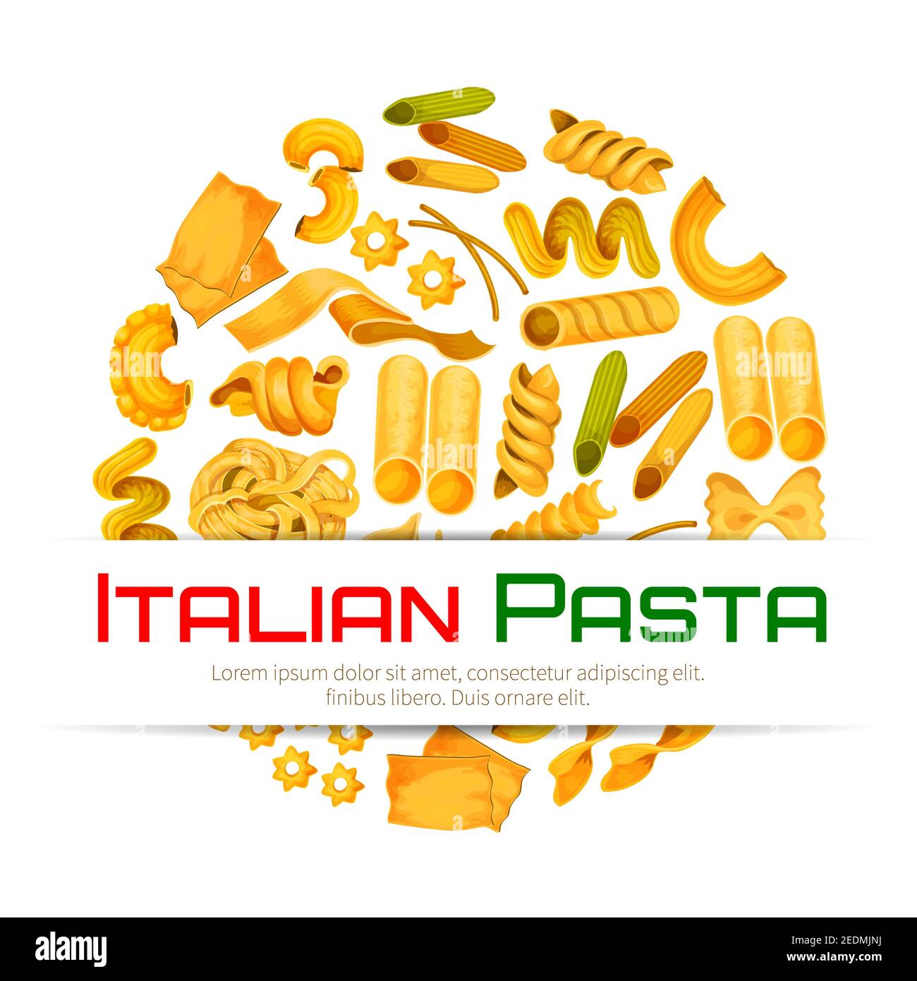 Pasta poster or Italian cuisine menu of vector spaghetti and penne ...