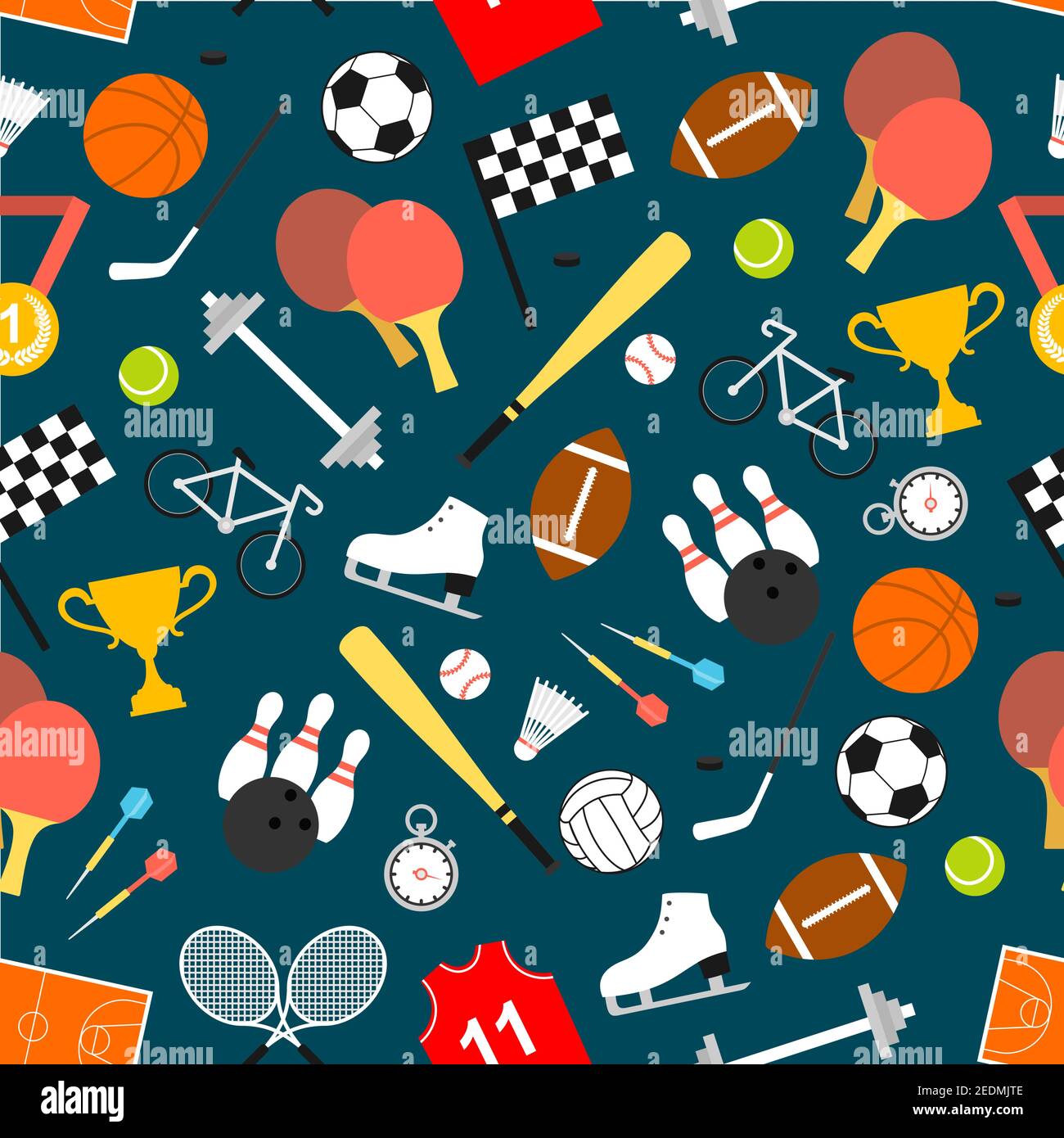 Sport seamless pattern with ball for football, tennis and basketball ...