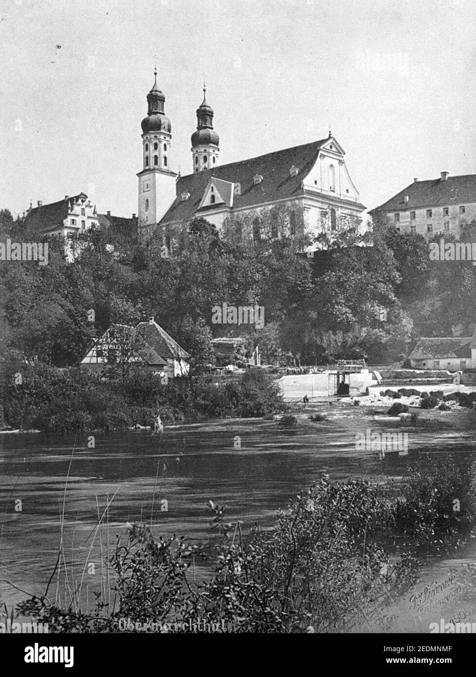 Obermarchtal Klosterkirche und Donau 1905 Stock Photo - Alamy