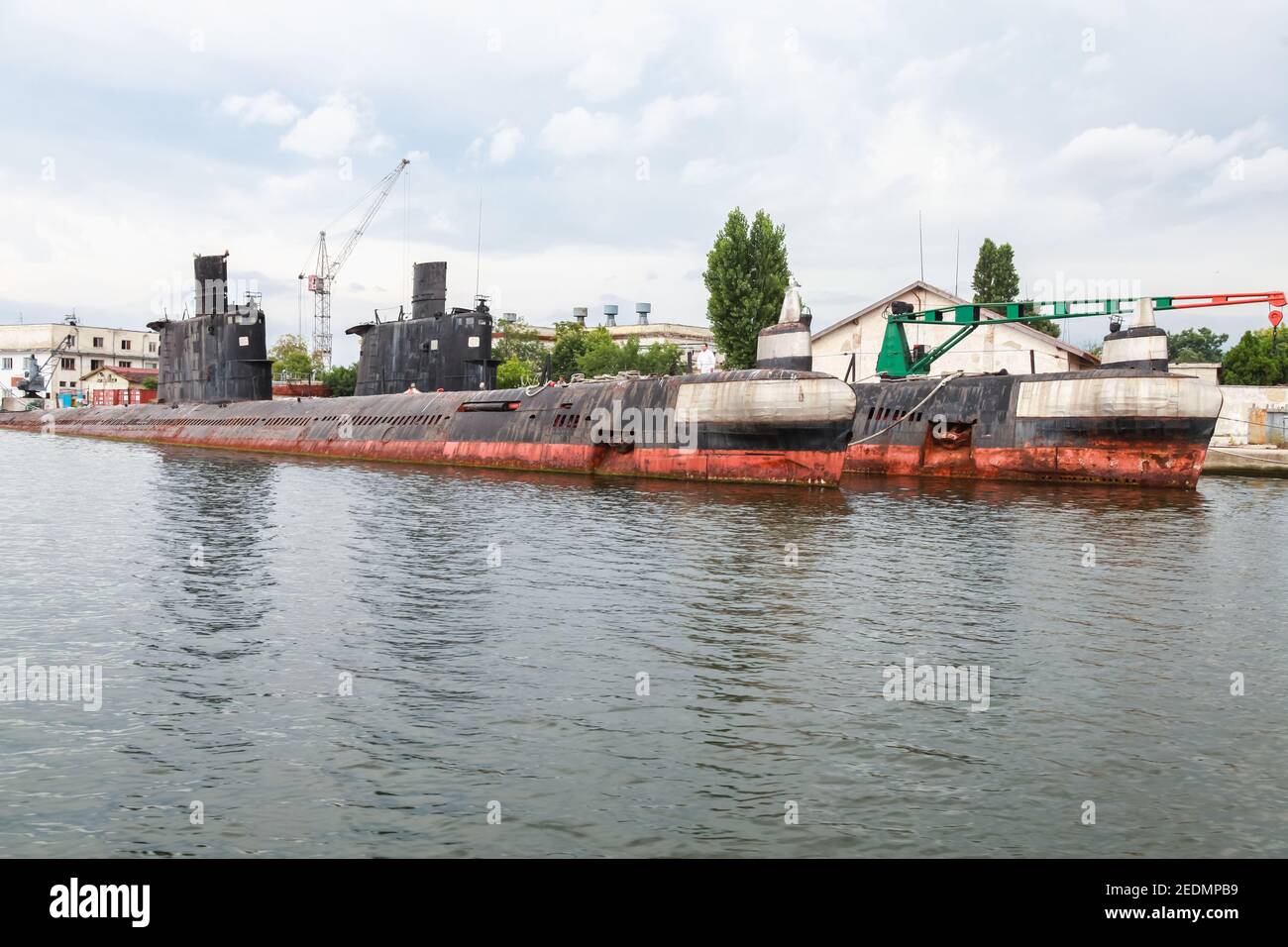 Varna, Bulgaria - July 16, 2014: Old rusty submarines of Bulgarian Navy ...