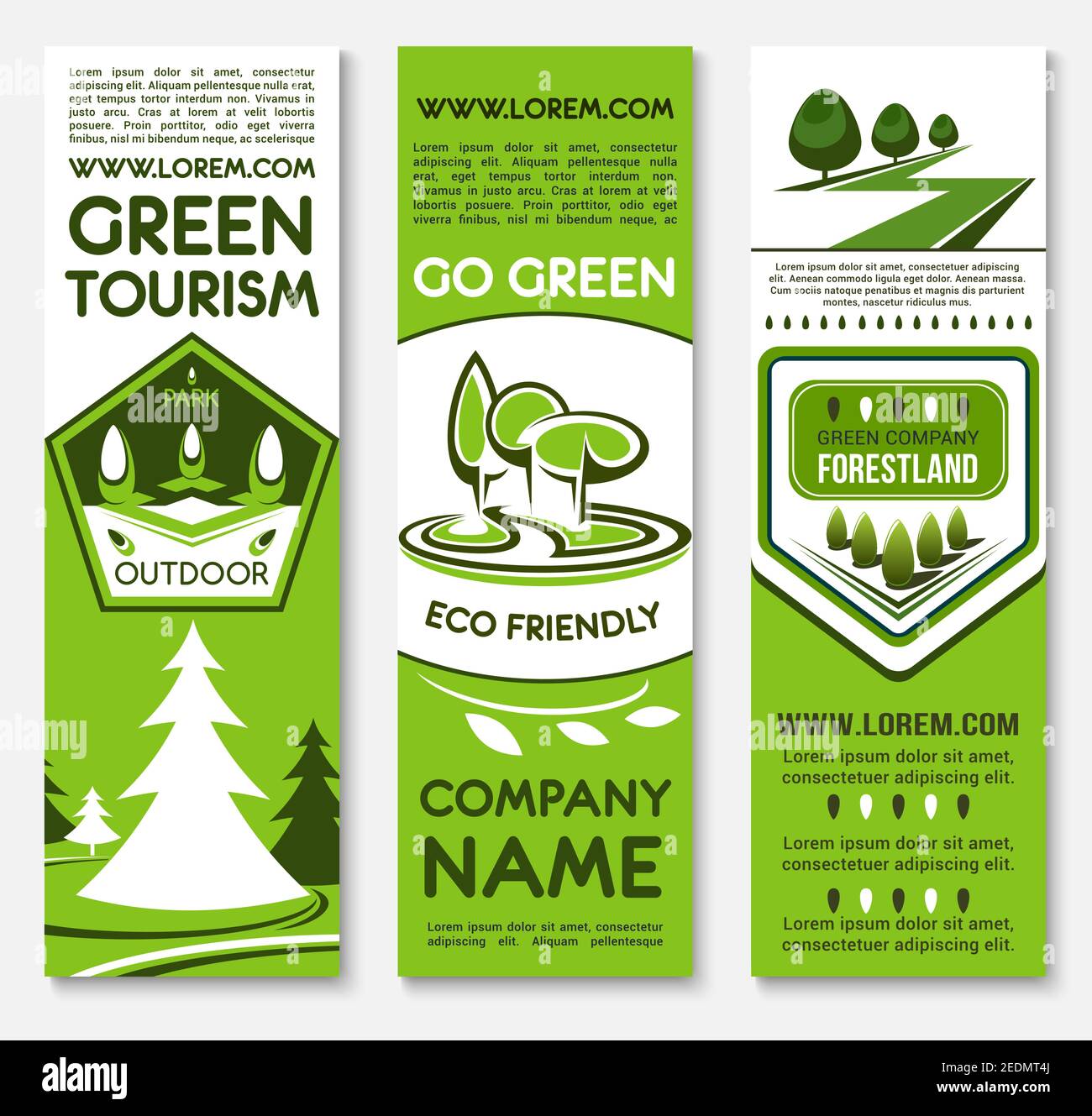 Ecotourism business template banner set. Forest and park nature ...