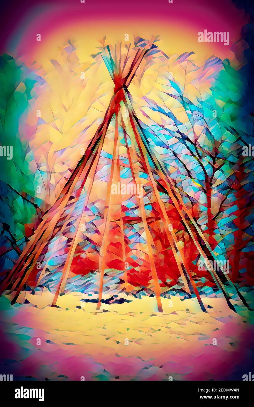 Indian teepee and mosaic structure Stock Photo - Alamy