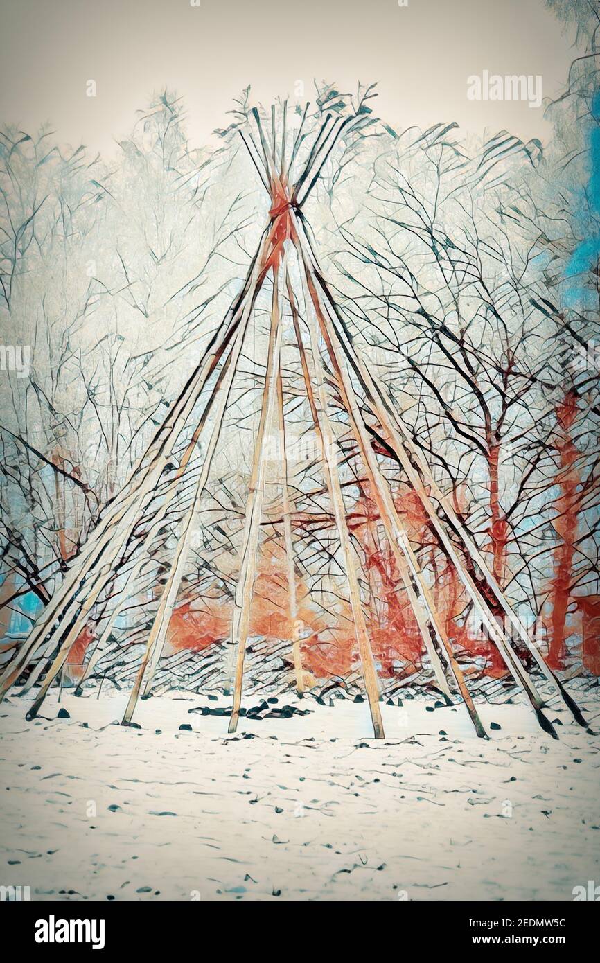 Indian teepee and mosaic structure Stock Photo - Alamy
