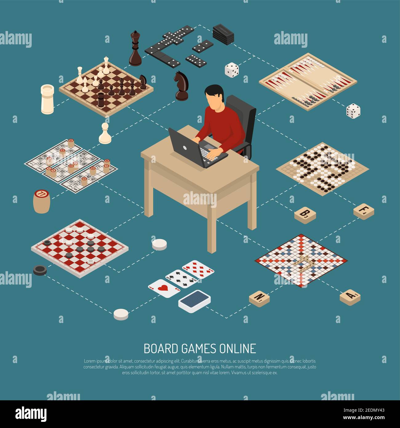 Colored board games online composition with guy who is sitting at the ...