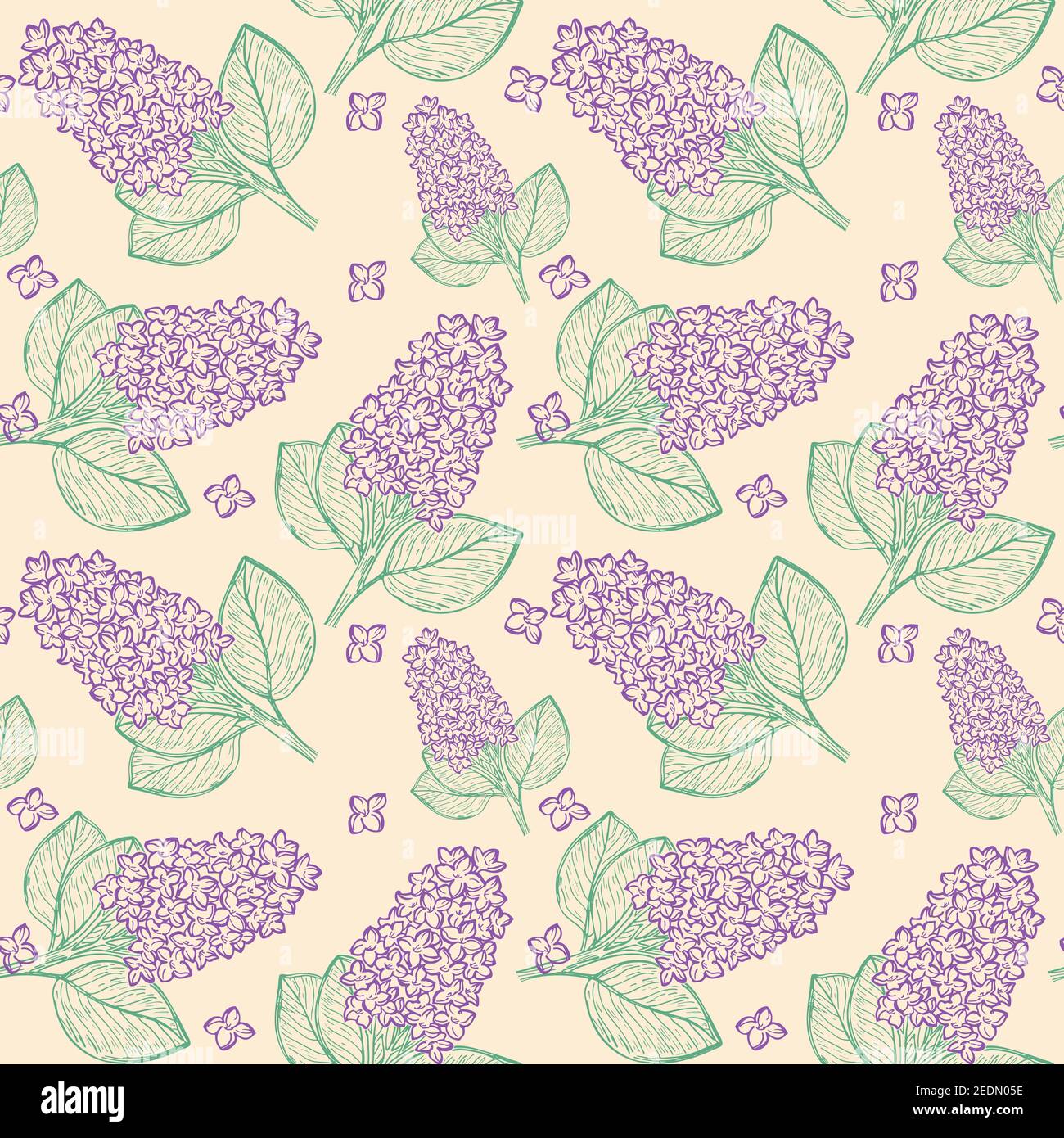 Seamless repeating pattern with lilac branches. Vector, continuous ...