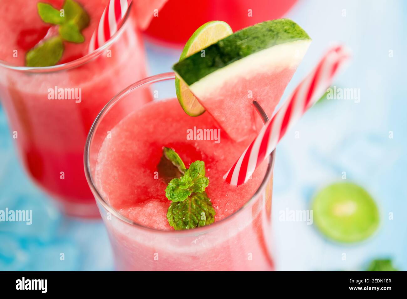 Colorful refreshing drinks for summer, cold watermelon lemonade juice ...