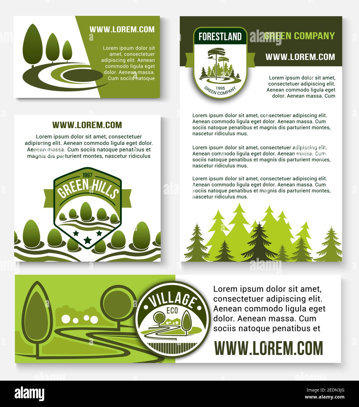 Green company and eco business banner template set. Business card ...