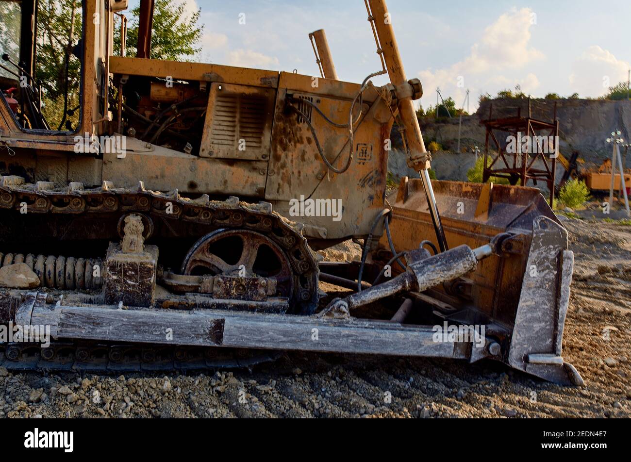 excavator gravel sand excavating ground for construction vehicle Stock ...