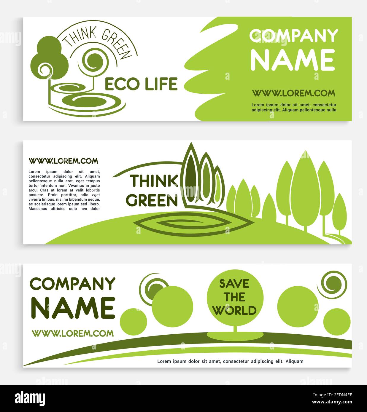 Eco green business banner template set. Ecological and environmental ...