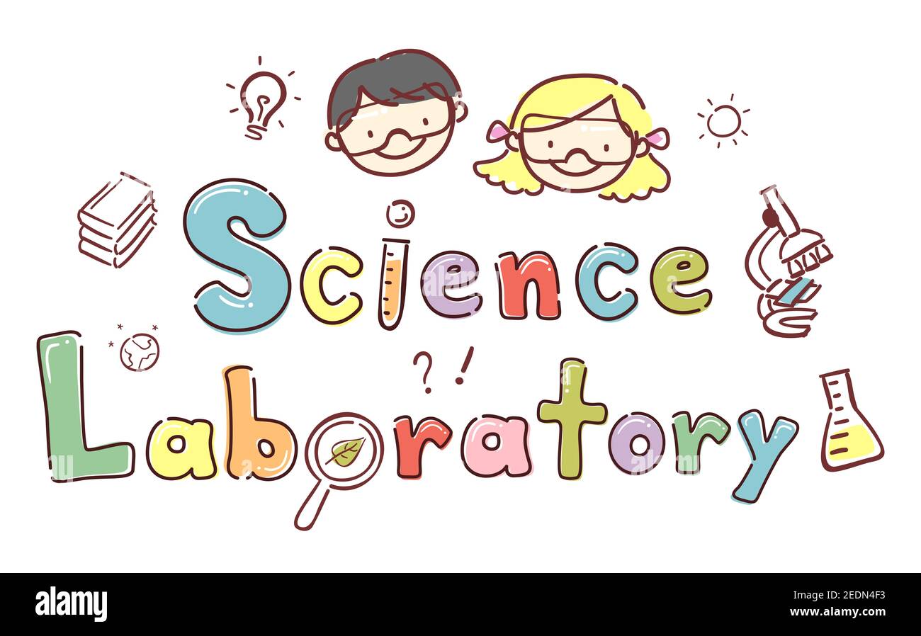 Illustration of Stickman Kids Wearing Goggles and Smiling with Science ...