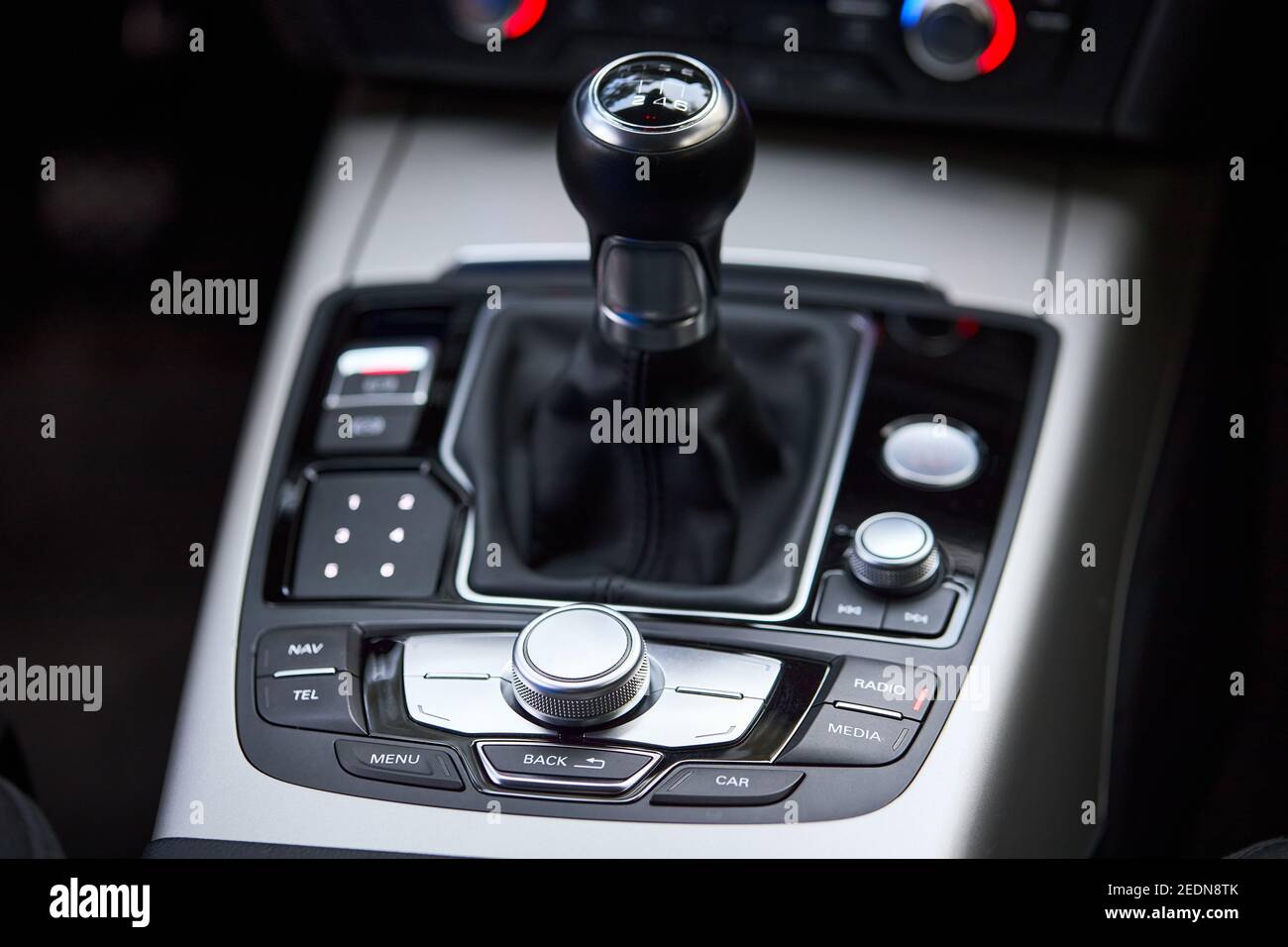 Modern luxury interior shift gear of manual gearbox and Multi Media ...