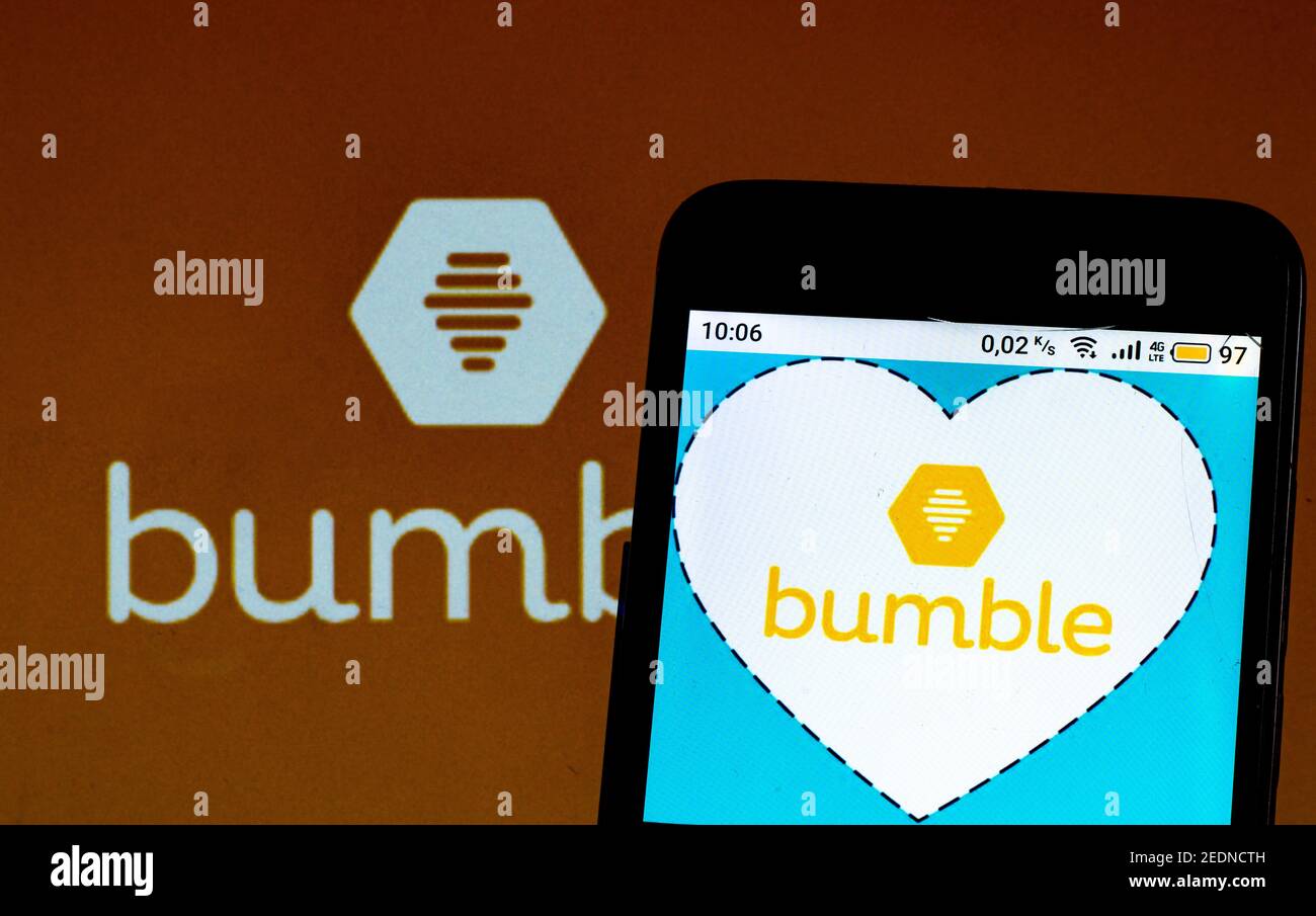 In this photo illustration a Bumble logo is seen displayed on a ...
