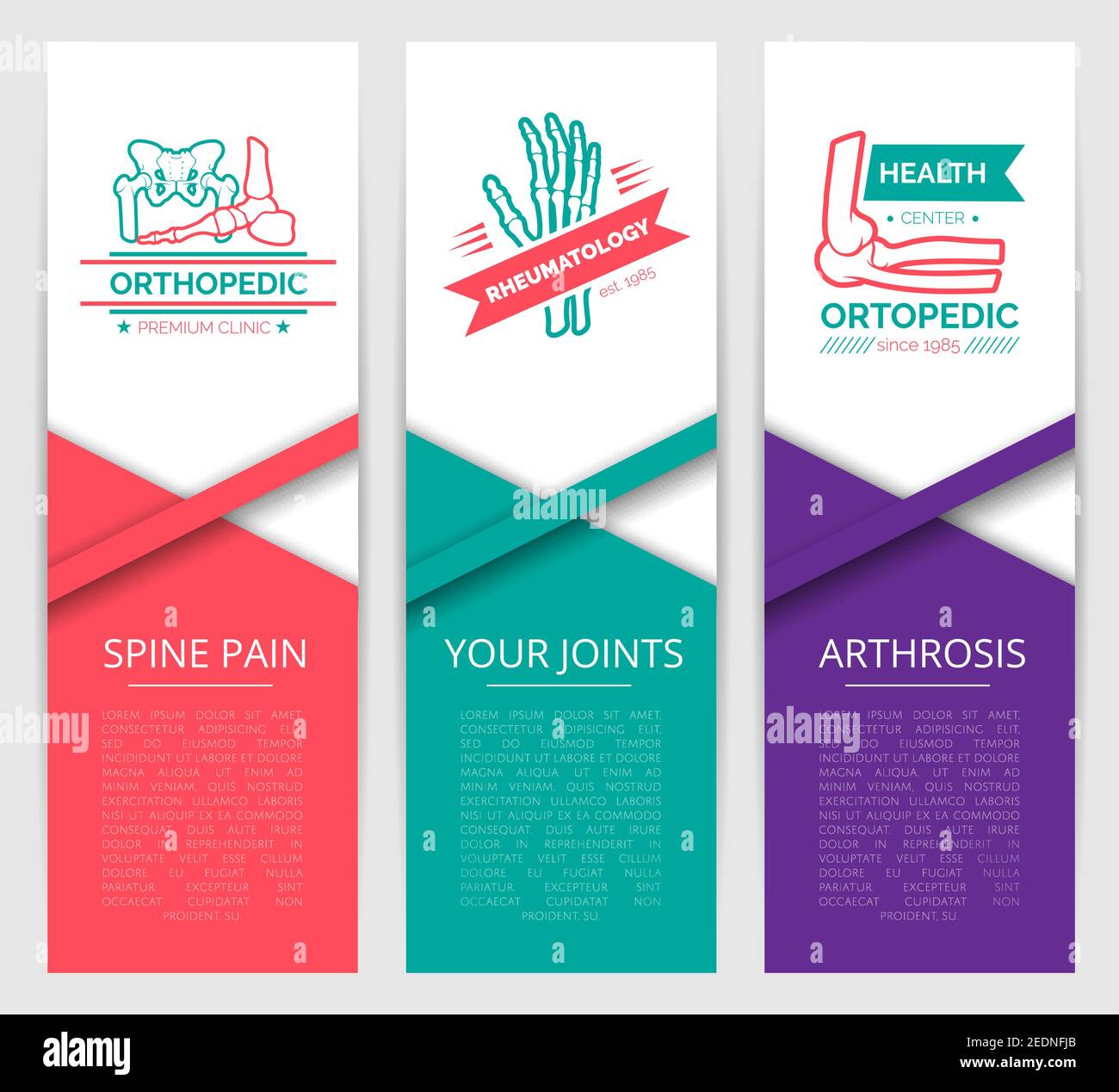 Medical diagnostic clinic banner template. Orthopedics and rheumatology ...