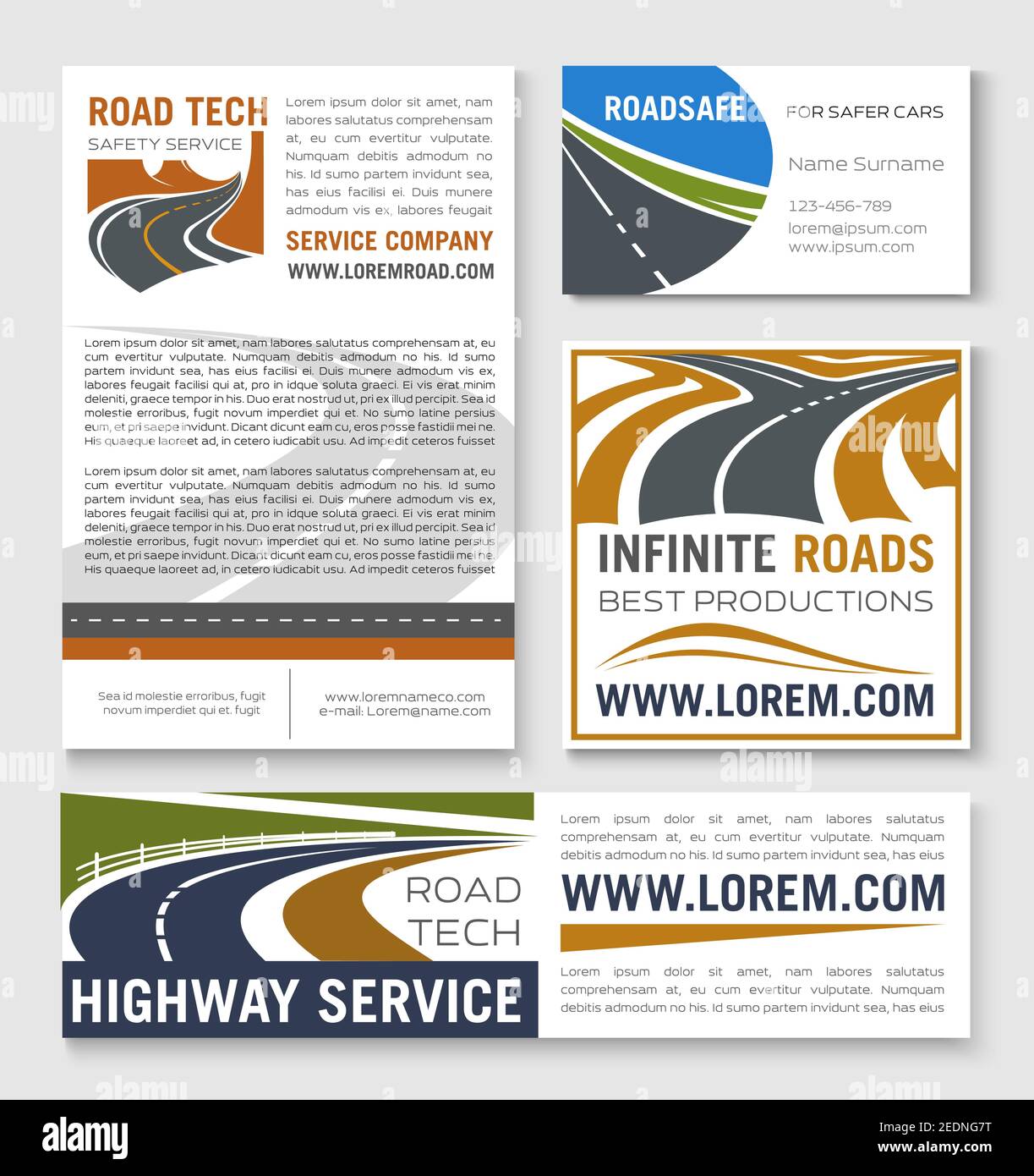 Highway road construction and traffic safety service banner template ...