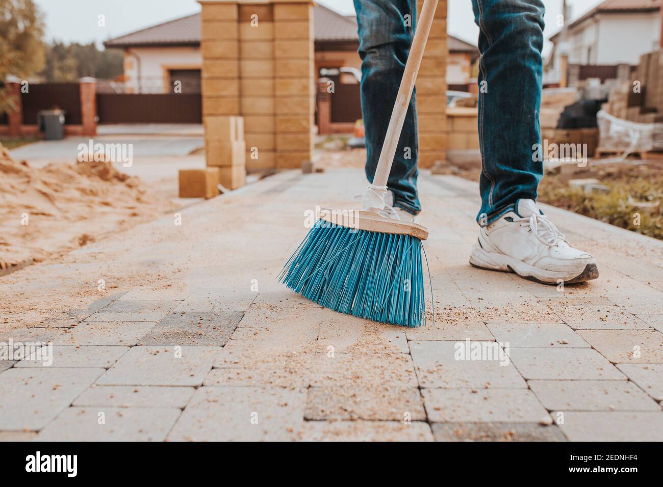 Construction of a concrete blind area for storm water drainage ...