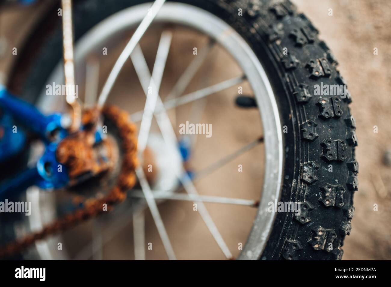 Bicycle Rear Wheel with Deep Tread Tire - Rough Terrain Cycling ...
