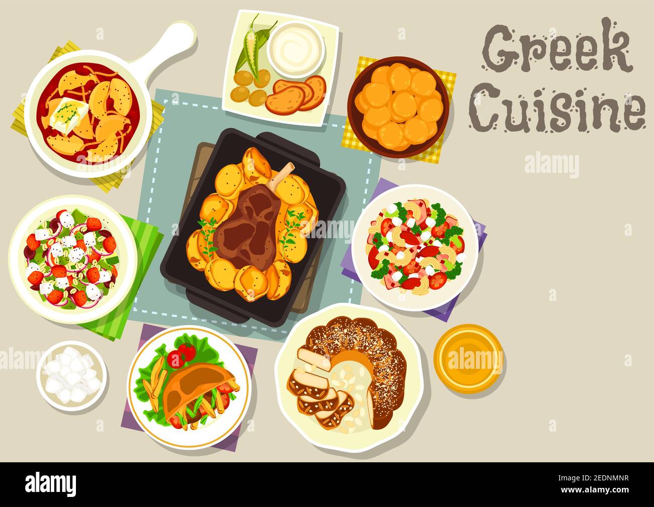 Greek chicken salad pita Stock Vector Images - Alamy