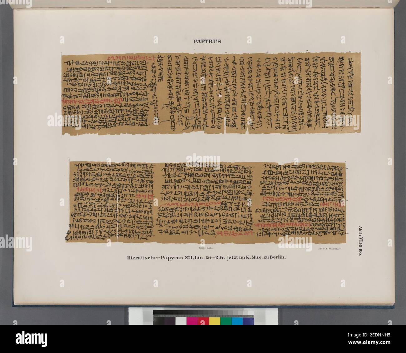 Papyrus. Hieratischer Papyrus. No. I, Lin. 154-234 Stock Photo - Alamy