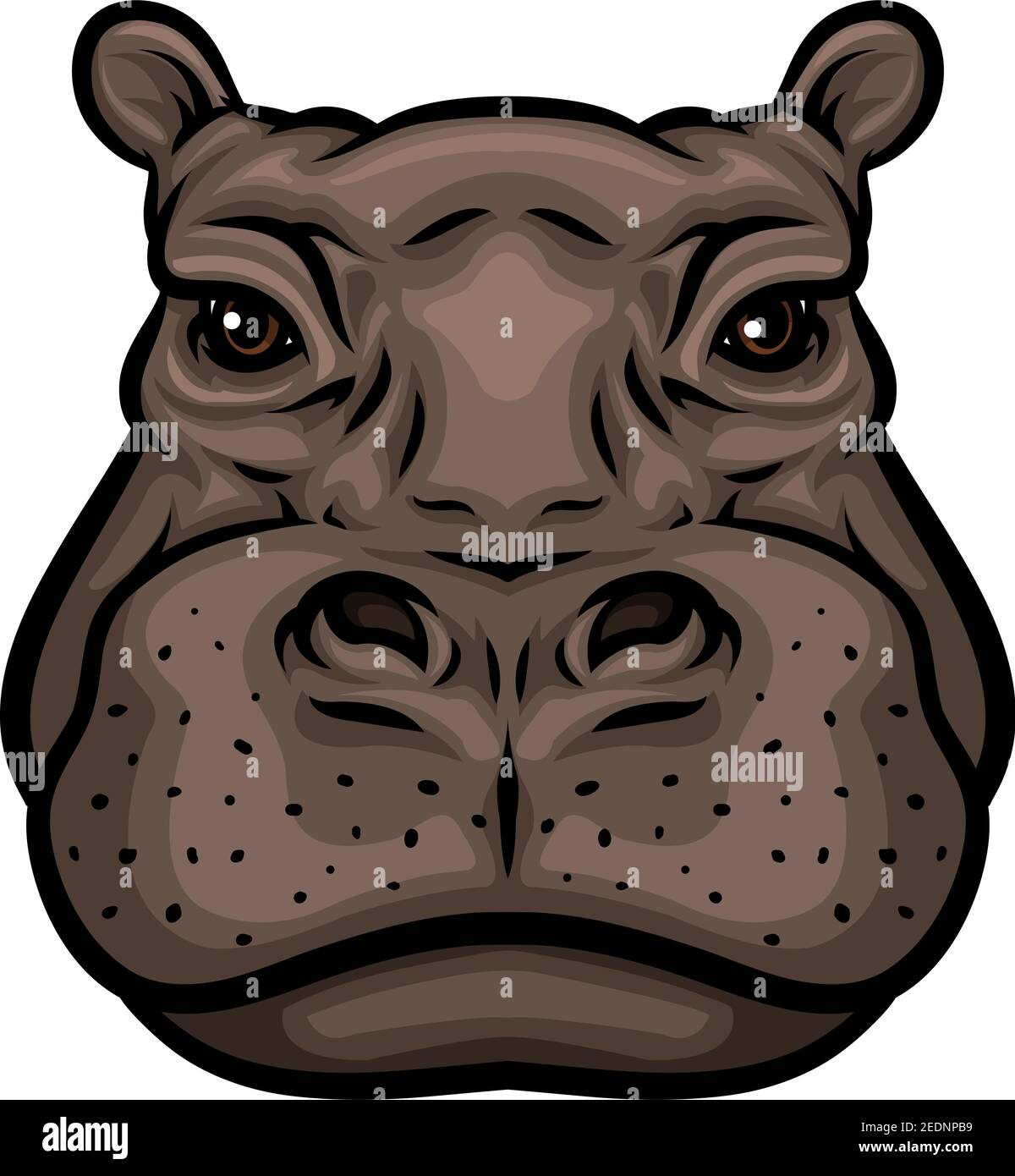 Hippo head cartoon icon. African hippopotamus mammal animal isolated ...