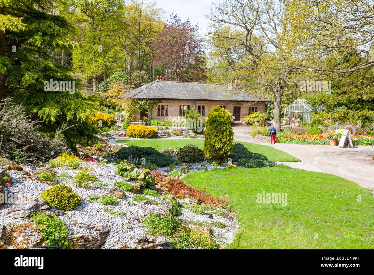The Old Bath House and alpine beds at the RHS Harlow Carr Garden, nr ...