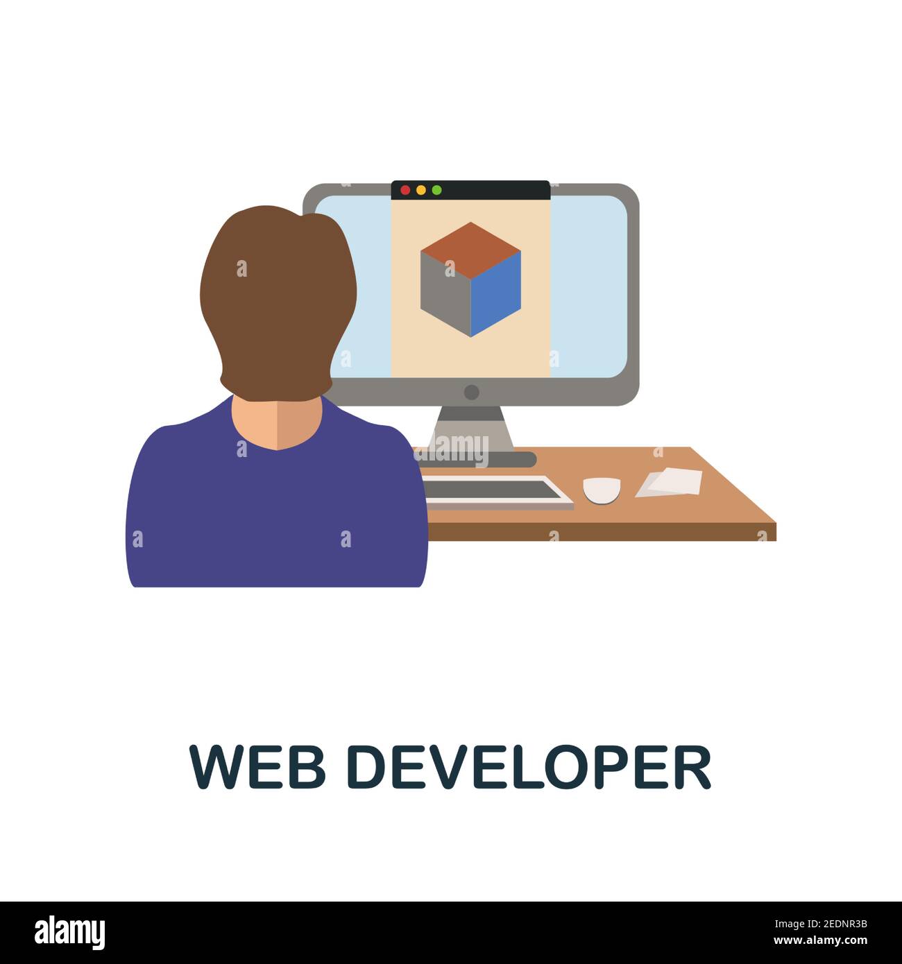Web Developer flat icon. Color simple element from freelance collection ...