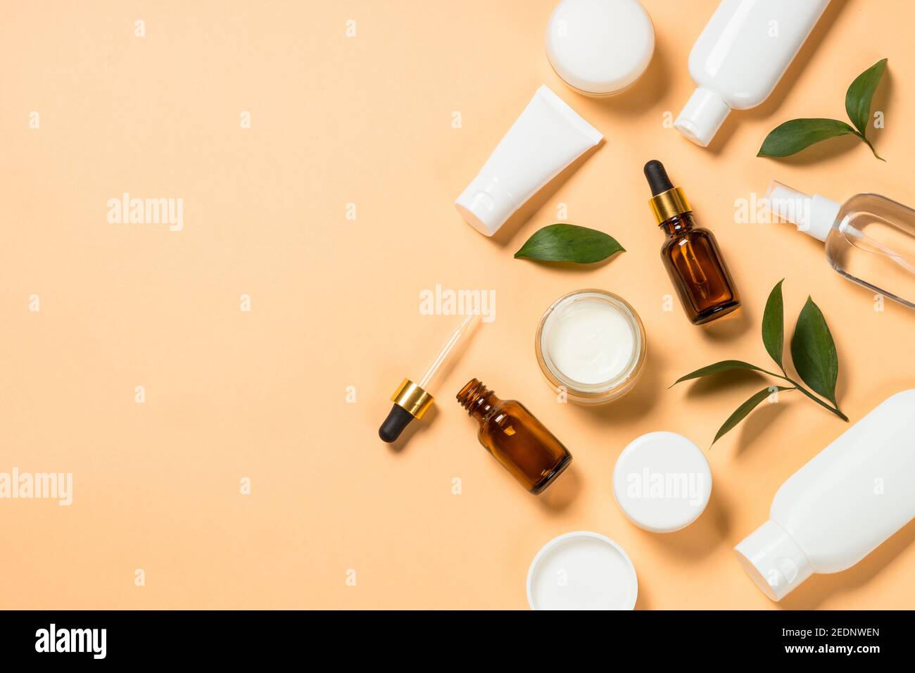 Natural cosmetic products at color background Stock Photo - Alamy