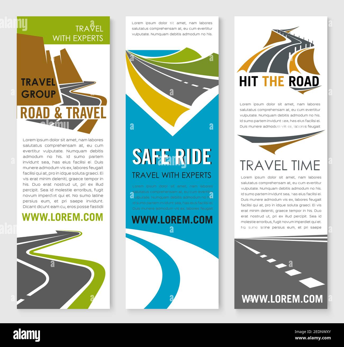 Road trip and travel banner template. Transportation company flyer and ...