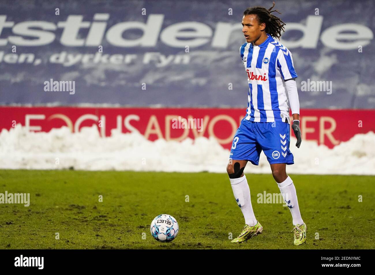 Odense, Denmark. 14th Feb, 2021. Robin Ostrøm (43) of OB seen during ...
