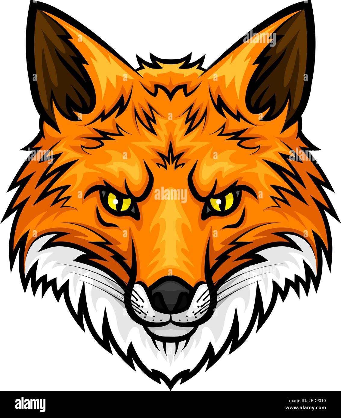 Fox vector mascot icon. Head and muzzle or snout of red or yellow fox ...